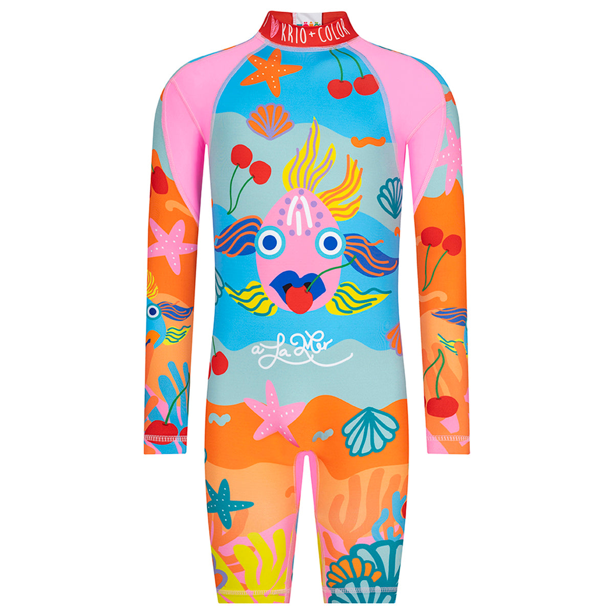 Sparkling Fish Girls Long Sleeve Sunsuit - UV Swimwear | Krio + Color ...