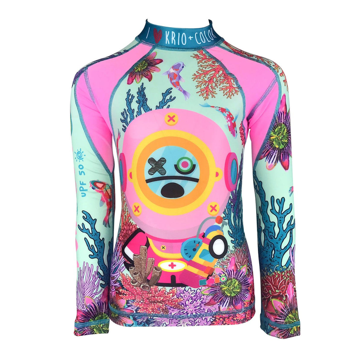 Cane Diver Reef Girls Long Sleeve Rash Guard Shirt | Krio + Color ...